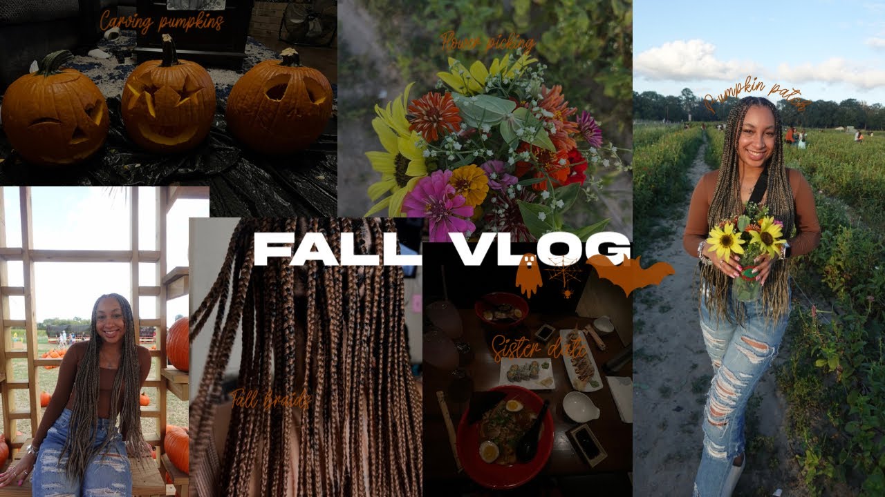 FALL VLOG🍂: pumpkin patch, carving pumpkins, doing braids, sister date & more || - YouTube