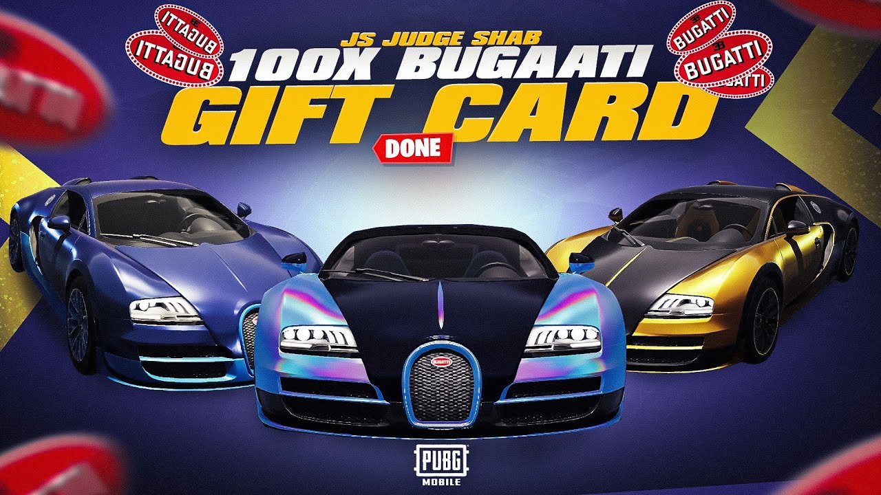 OMG 100 Bugatti card gift done Bugatti sports car PUBG MOBILE - YouTube