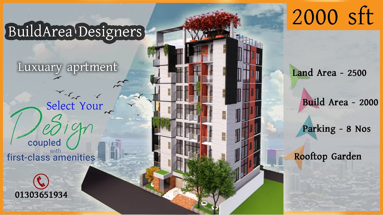 ৮ তলা বাড়ি মাত্র ২.৮ কাঠা জমিতে || Apartment building Design || 2016 ...