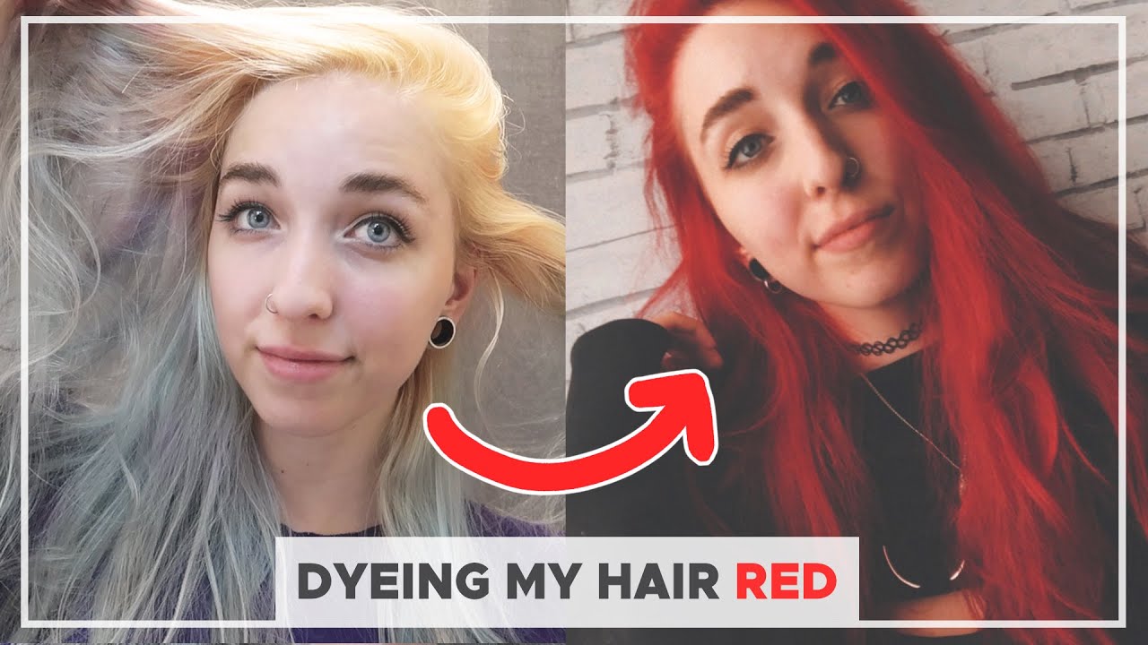 Dyed My Hair Red 🍓🍒 | Red Hair Transformation | Vermillion Red ...