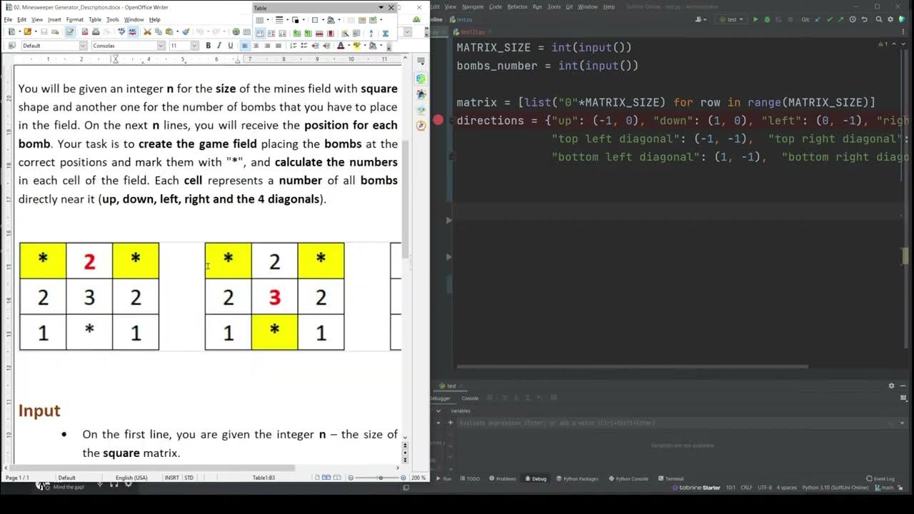 SoftUni Advanced - 02. Minesweeper Generator - Python Advanced Retake - Exam 19 August 2020 ...