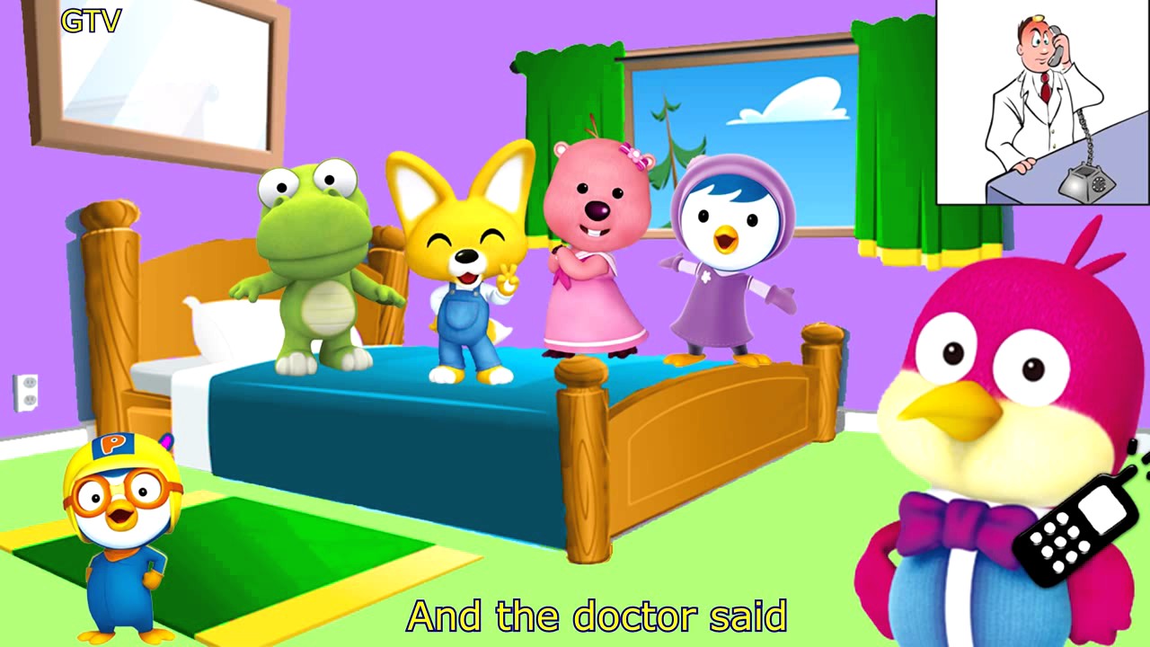 Five Little Pororo Jumping on the Bed | 5 Little Monkeys Jumping on the ...