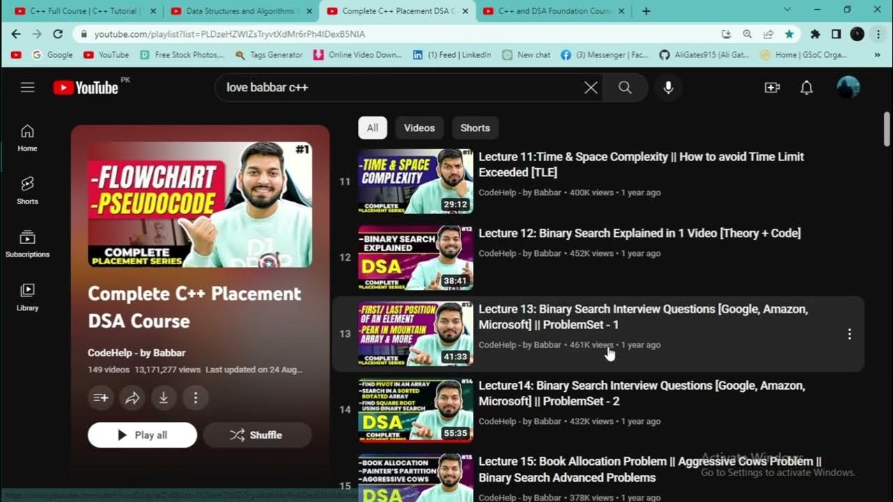 DSA Roadmap in C++ | Best YouTube Channel for DSA using C++ | BS(CS/IT ...