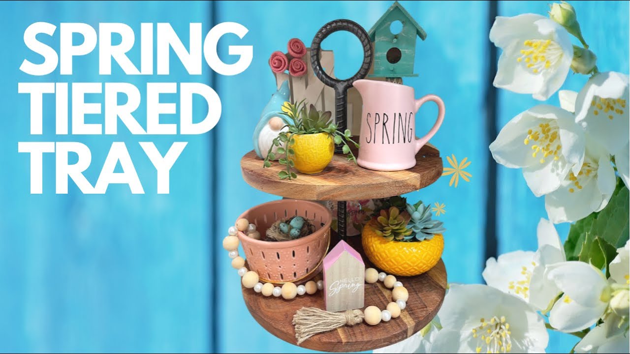 🌺 SPRING Tiered Tray DIYS #1 DIY Dollar Tree DIY & Hacks - YouTube