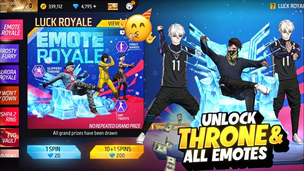 New Emote Royale Event Free Fire💥| Slippery Throne Emote Royale | Free ...