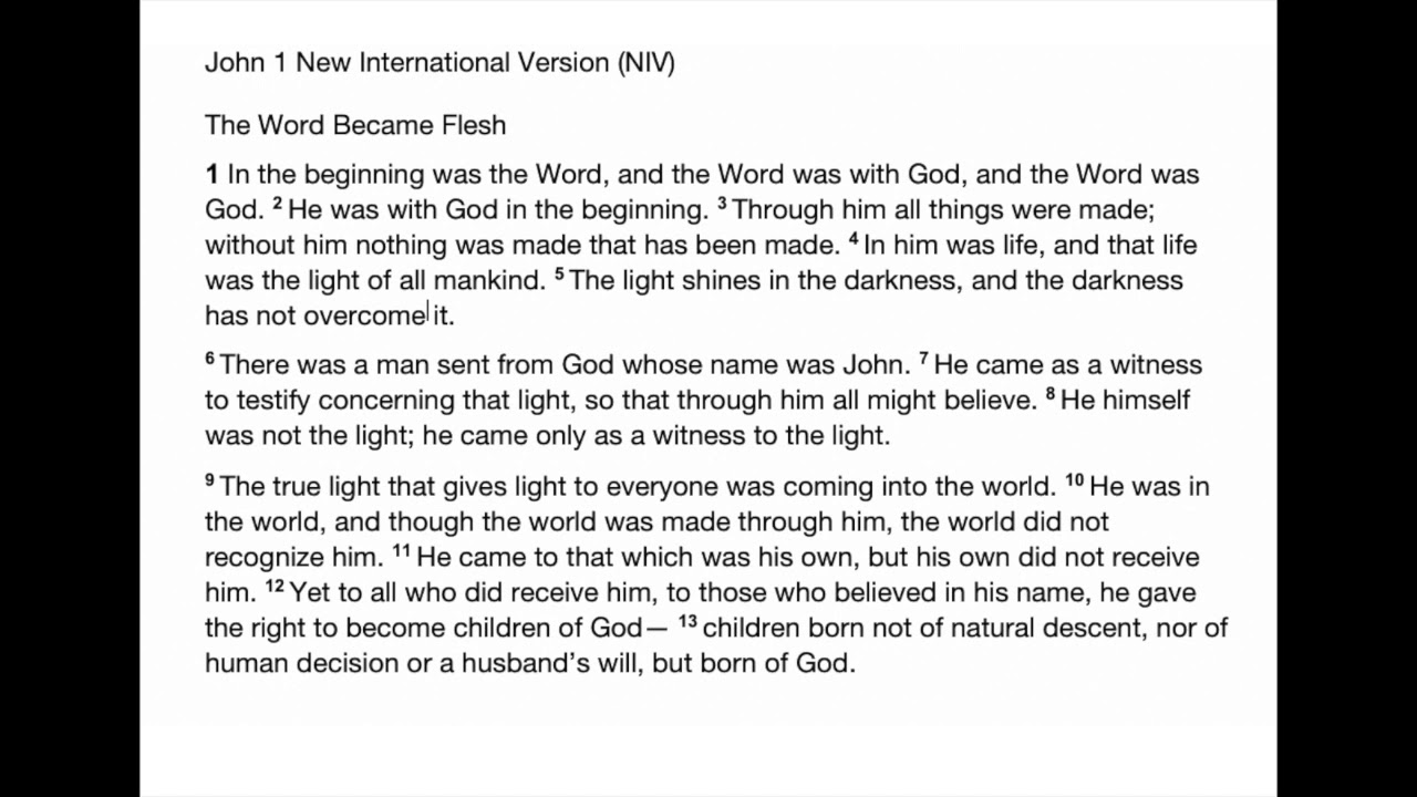 John chapter 1: 1 - 13 reading with text and without music - YouTube