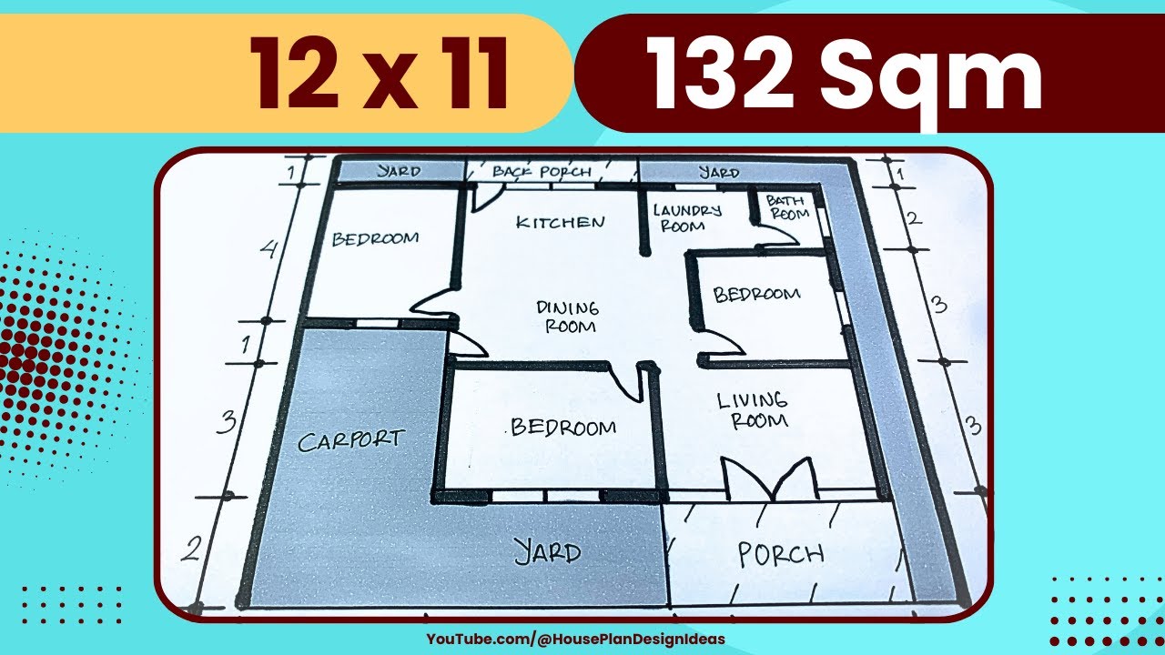 132 square meter House Plan Design 12x11 meters 3 Bedroom - YouTube