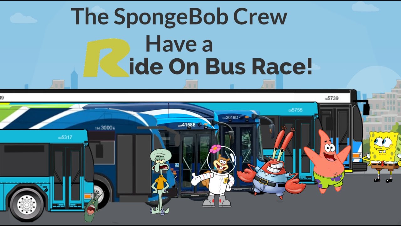 The SpongeBob Crew Have a Ride On Bus Race! - YouTube