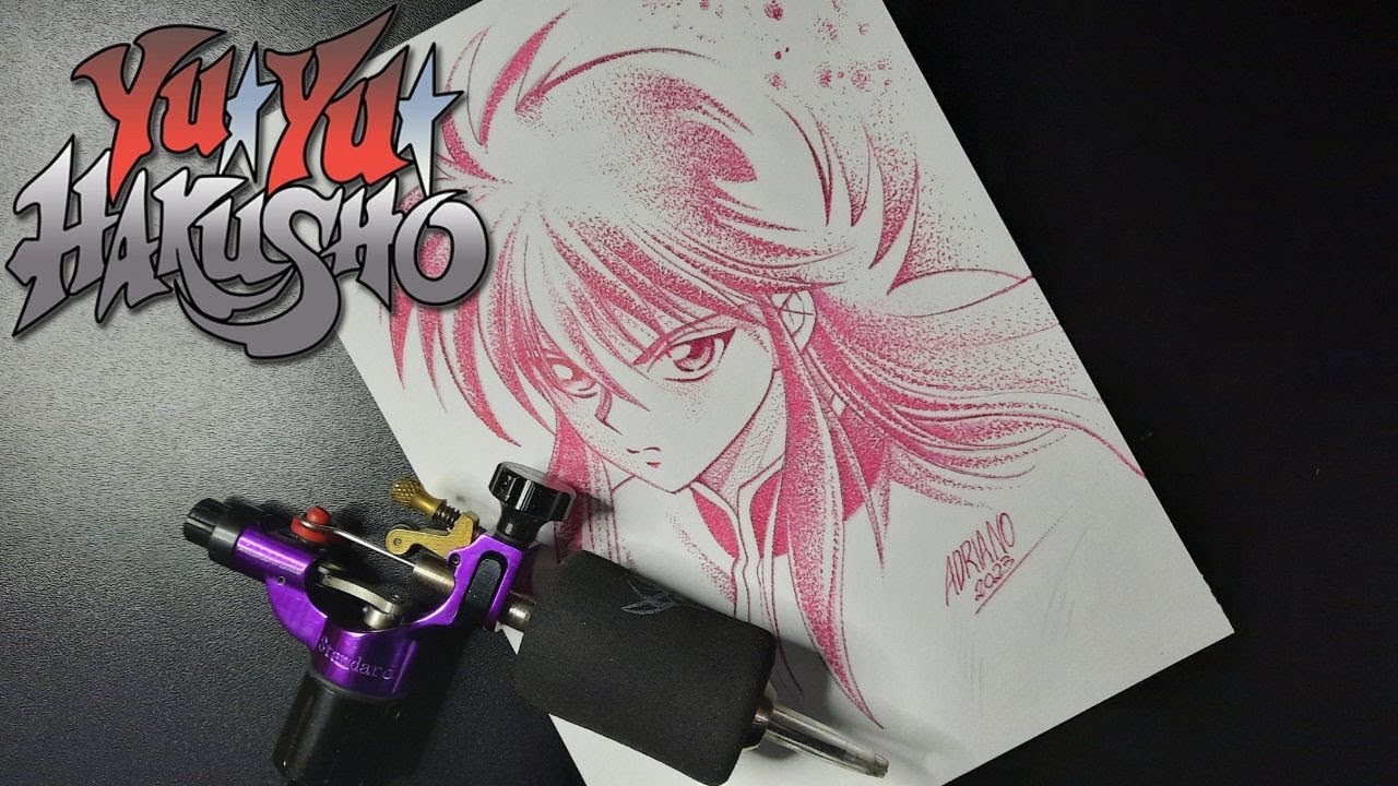 Drawing Kurama TATTOO MACHINE Tattoing Paper - YouTube