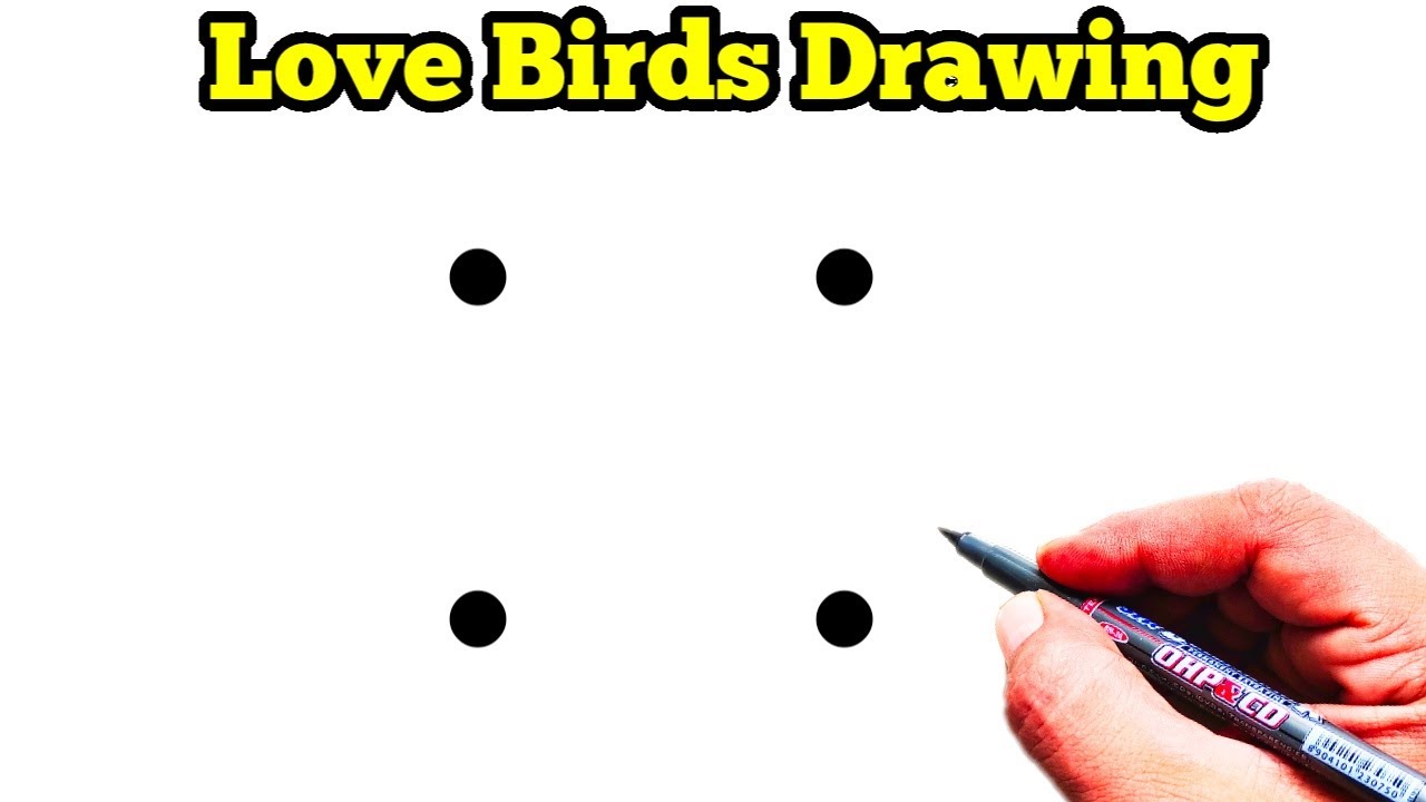 Love Birds Drawing From 4 Dots Easy | How to Turn Dots Into Cute Love ...