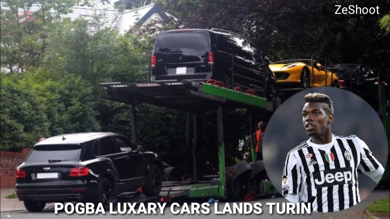 Paul Pogba's Luxury Cars Land in Turin From UK, Manchester - YouTube