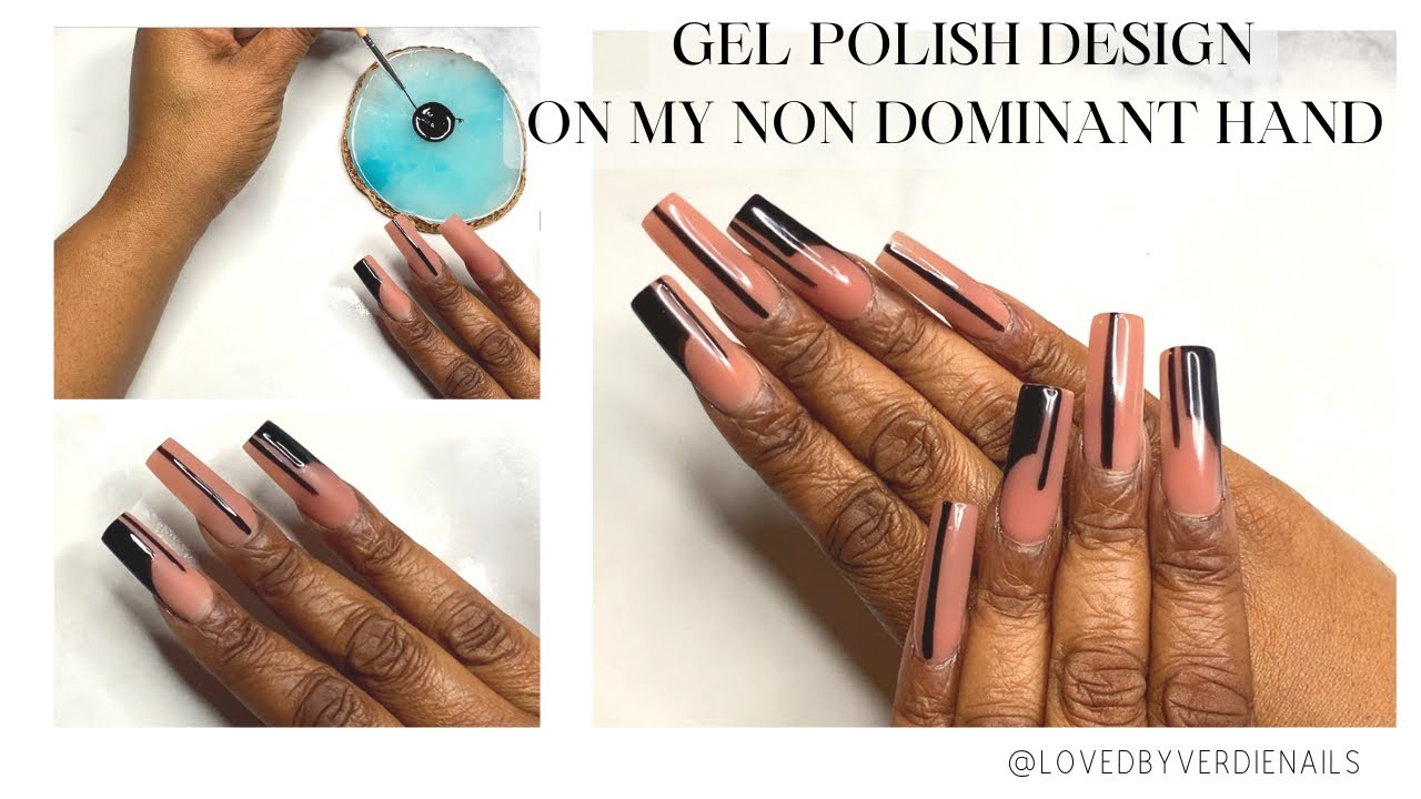 EASY GEL POLISH NAIL ART USING MY NON DOMINANT HAND - YouTube