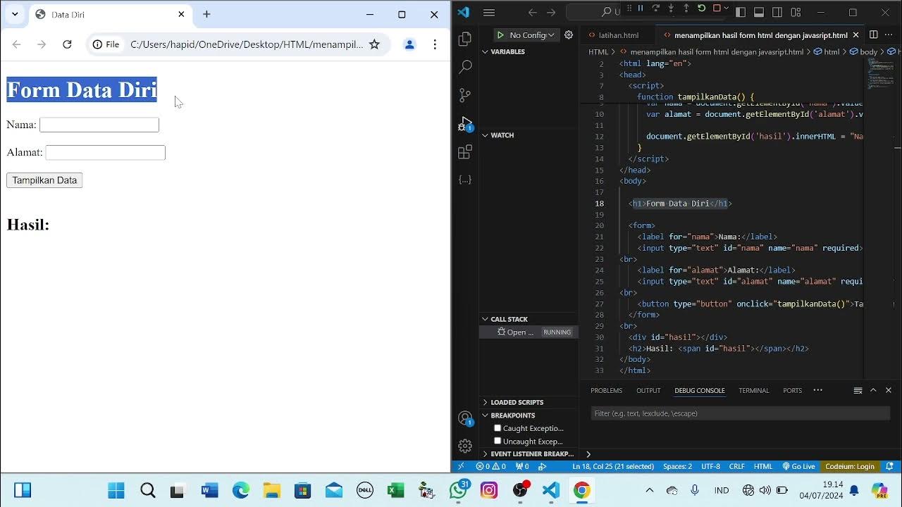 Literasi 4_cara membuat form html sederhana dengan menggunakan javasript - YouTube