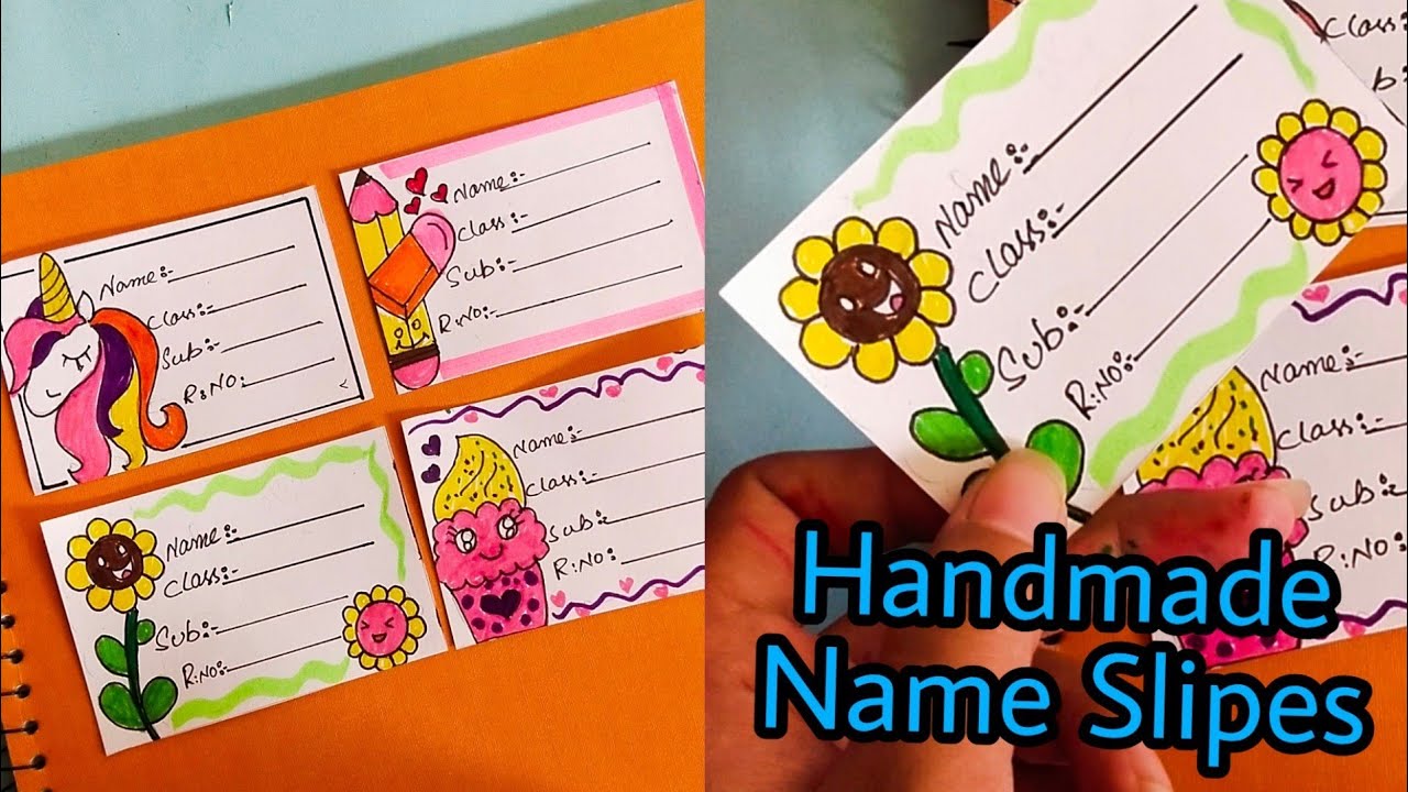 Handmade Name slipes / Handmade book labels / Handmade name tages ...