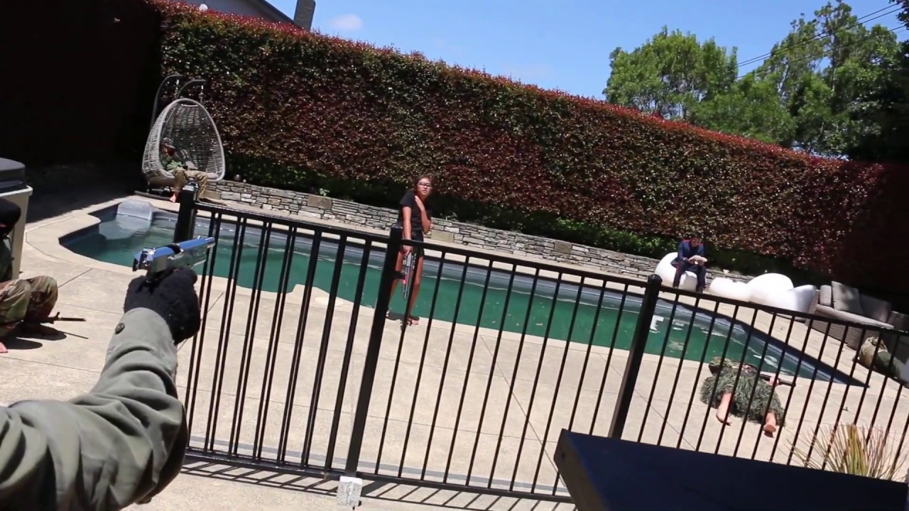 Sam ruthlessly murders several people at innocent pool party. - YouTube