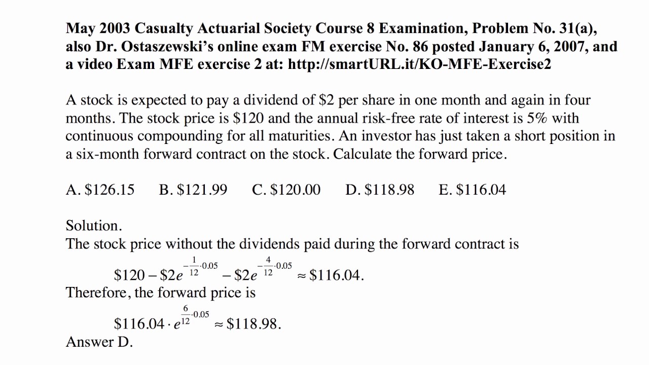 Exam IFM Exercise for June 11, 2017 - YouTube