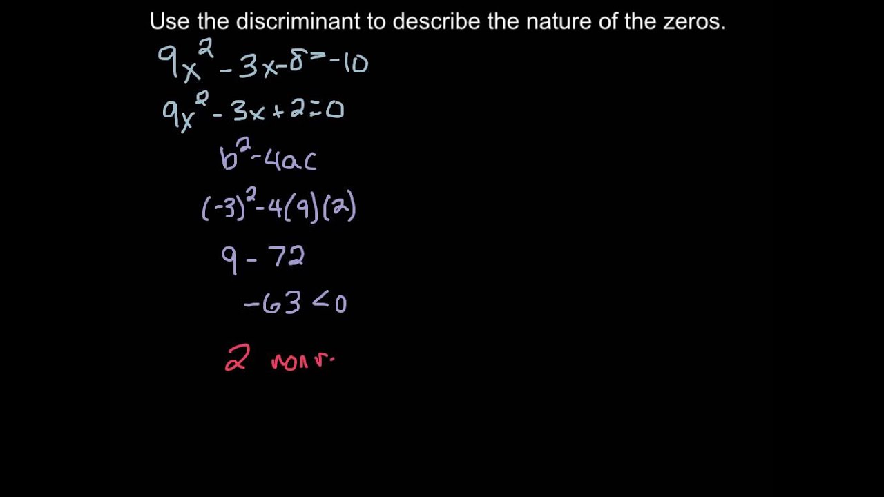 Algebra 2 Discriminant - YouTube