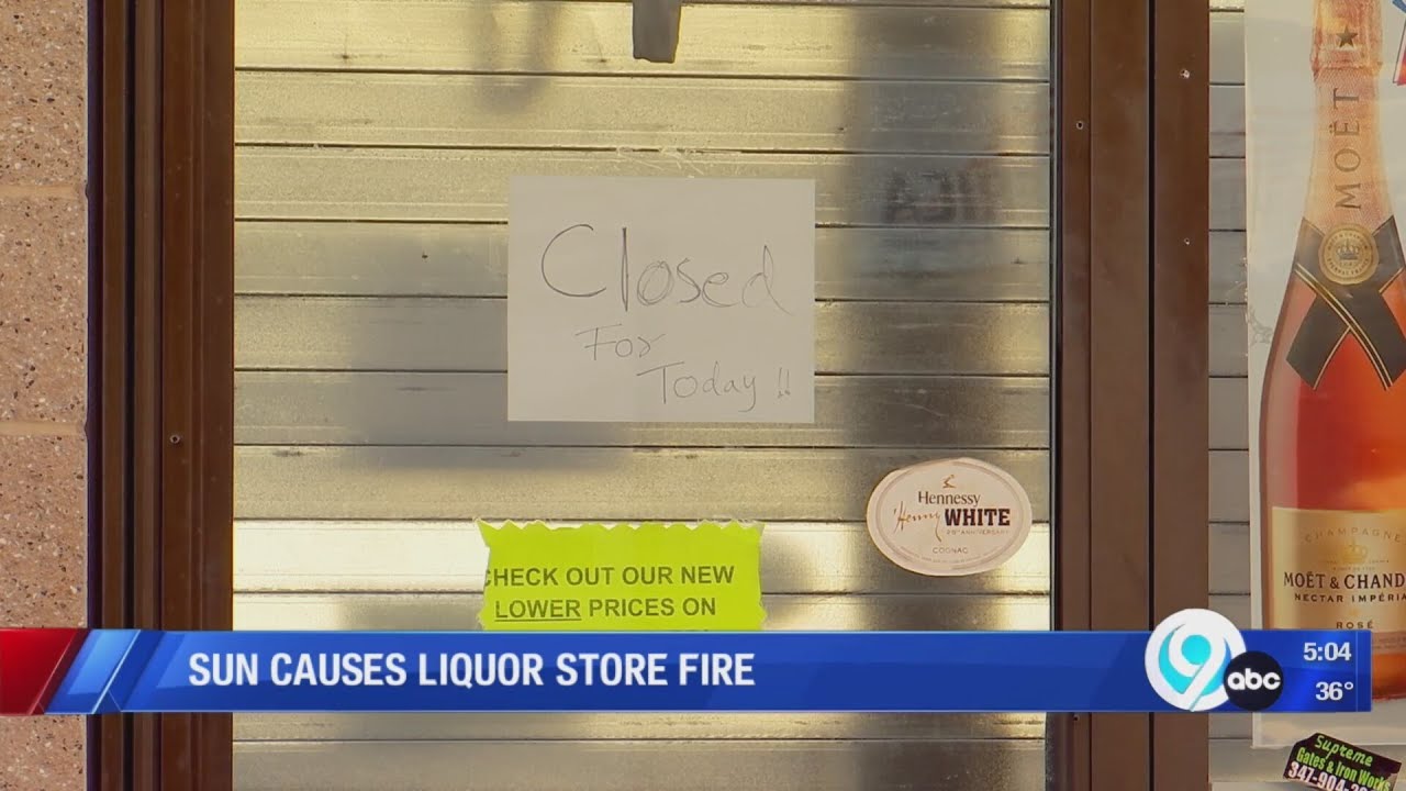 Sun causes liquor store fire - YouTube