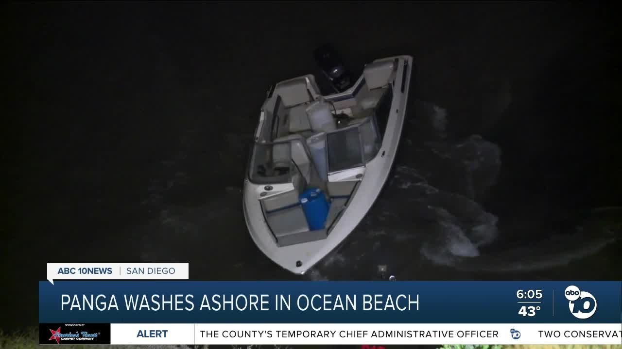 Panga boat washes ashore in Ocean Beach - YouTube