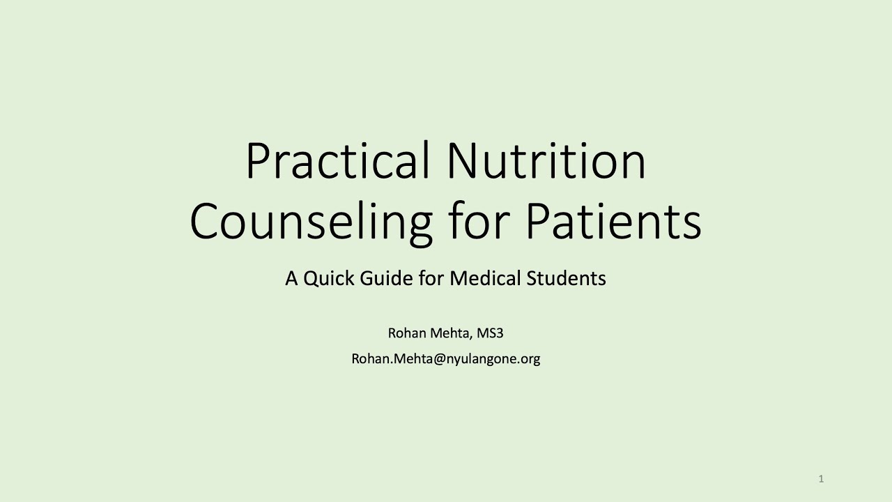 Practical Nutrition Counseling for Patients: A Quick Guide for Medical ...