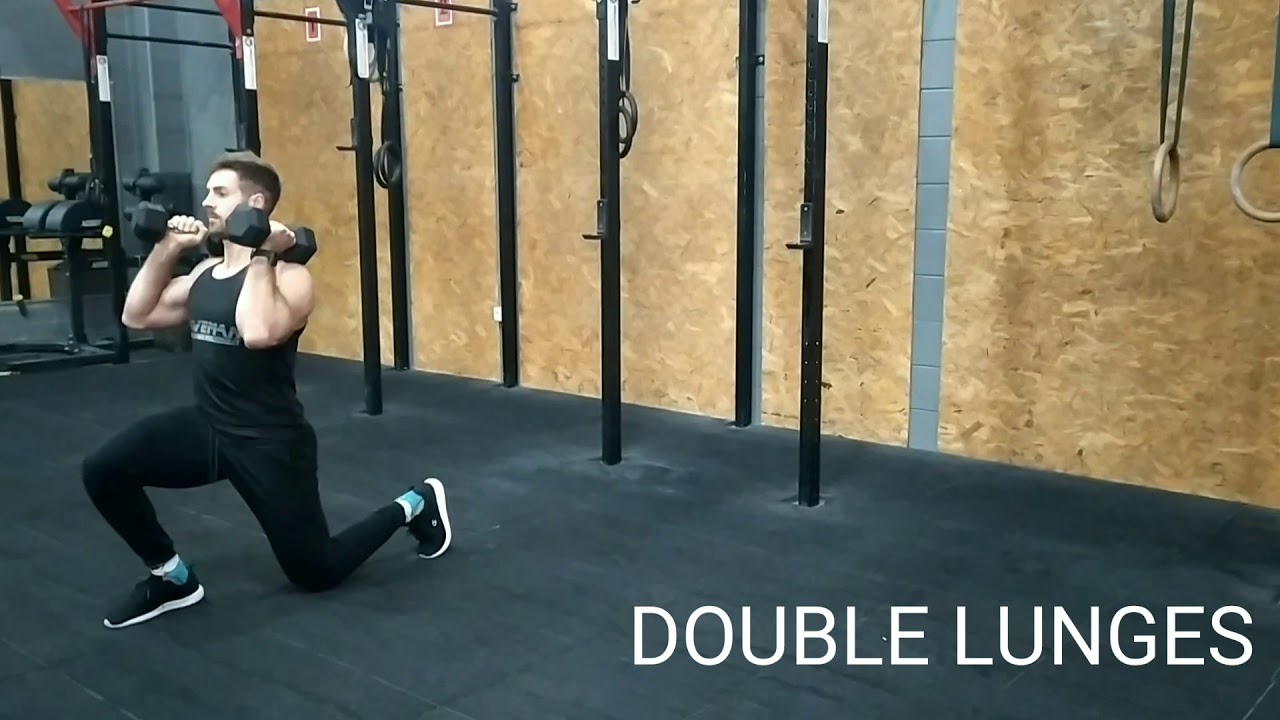 Two dumbbells double lunges - YouTube