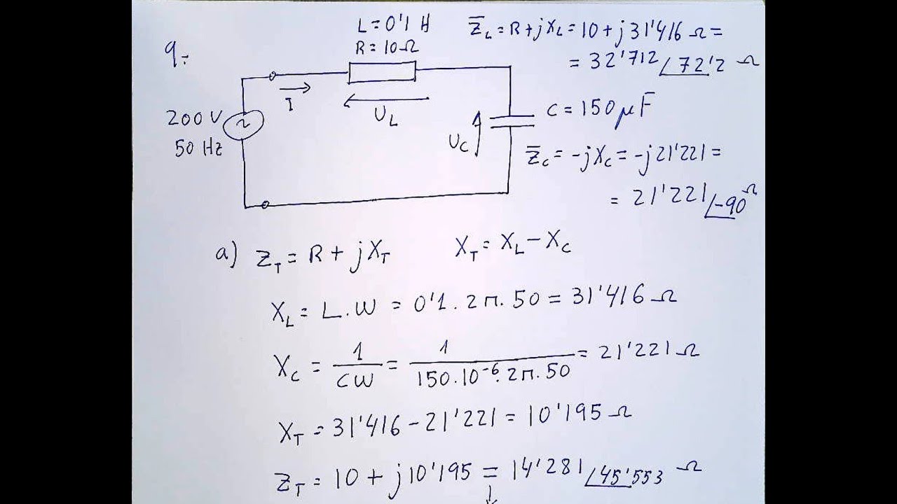 Ejercicio 9 Circuito R L C en serie corriente alterna. Impedancia ...