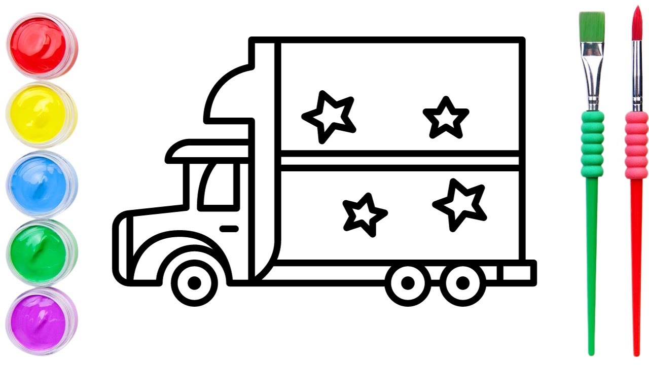 Drawing, Painting and Coloring Delivery Lorry for Kids, Toddlers | Big ...