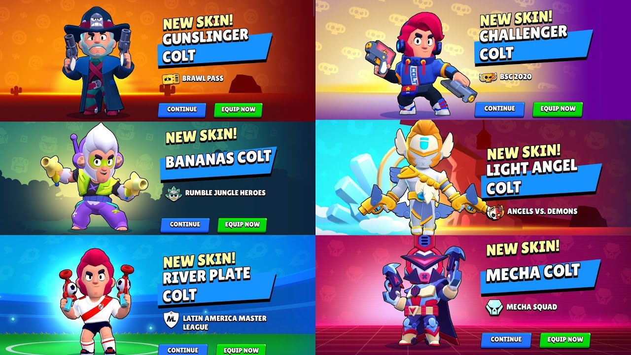 Brawl Stars Unlocking All Colt Skins (2024 New Update Skins) - YouTube