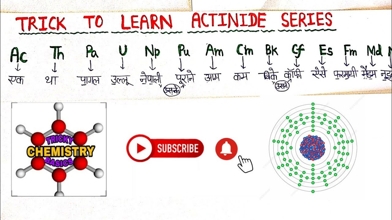 Trick For Learning Actinide Series एक्टिनाइड श्रेणी को याद करने की ट्रिक #actinide # ...