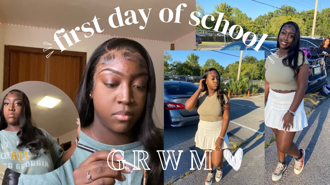 GRWM FIRST DAY OF SCHOOL | Senior year 6am morning routine,School Vlog ...