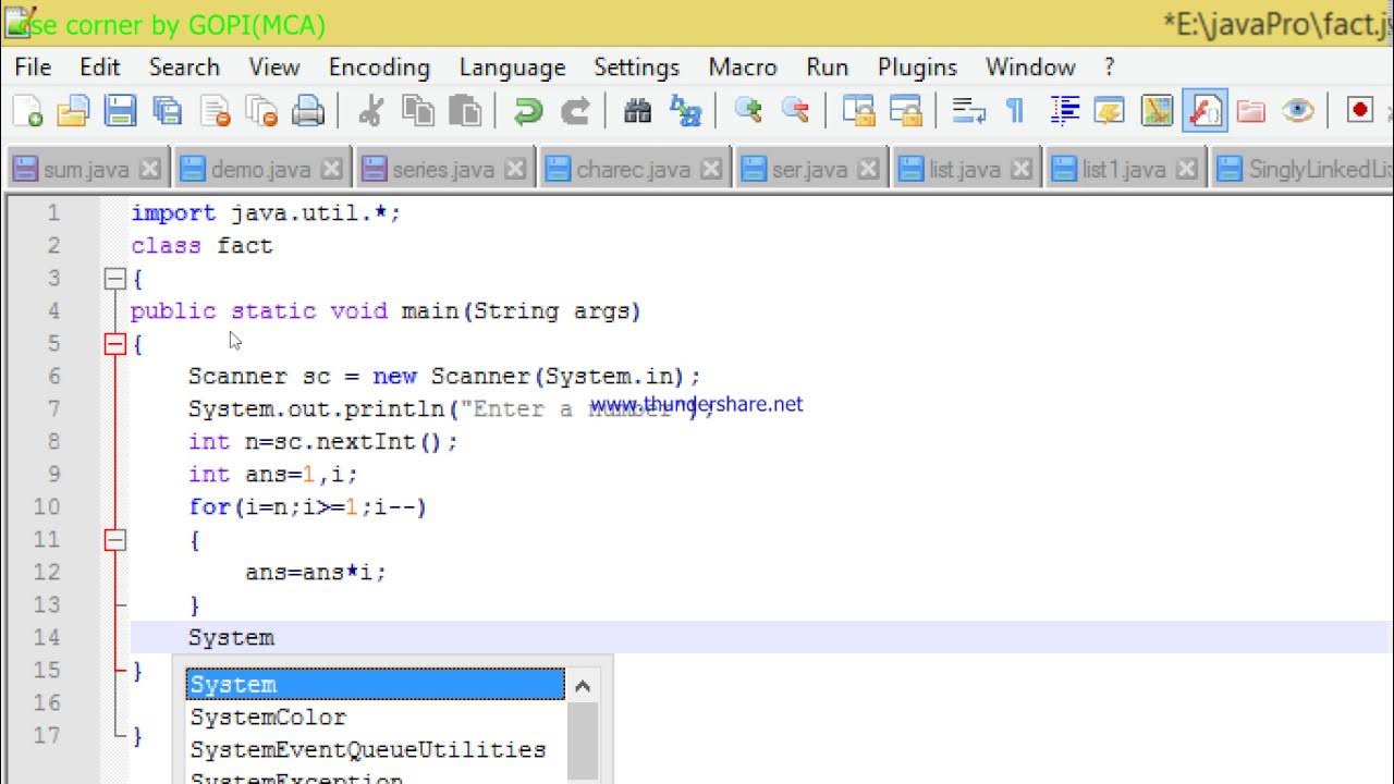 Factorial of given number by using JAVA - YouTube