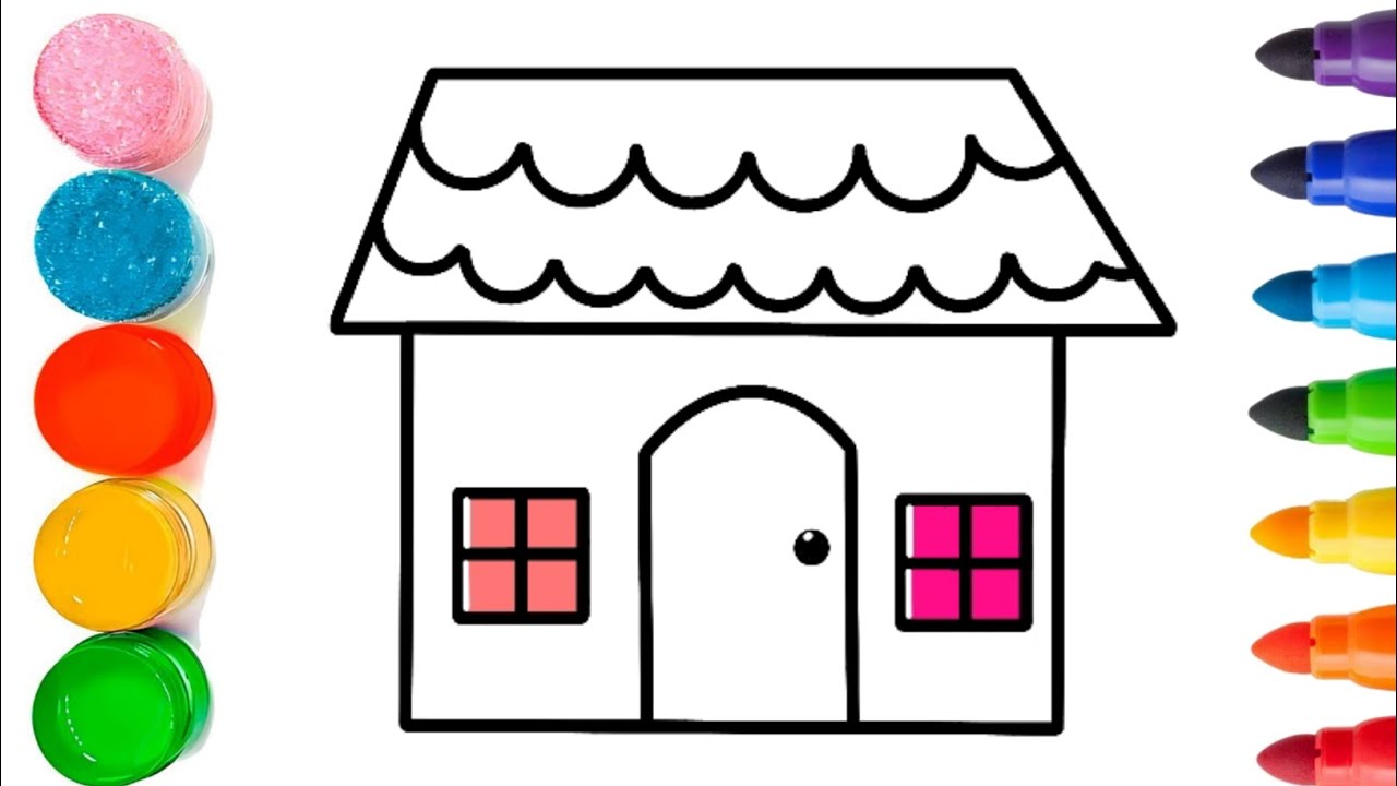 How to Draw a Cute House Easy for Kids and Toddlers | Doll House Simple ...