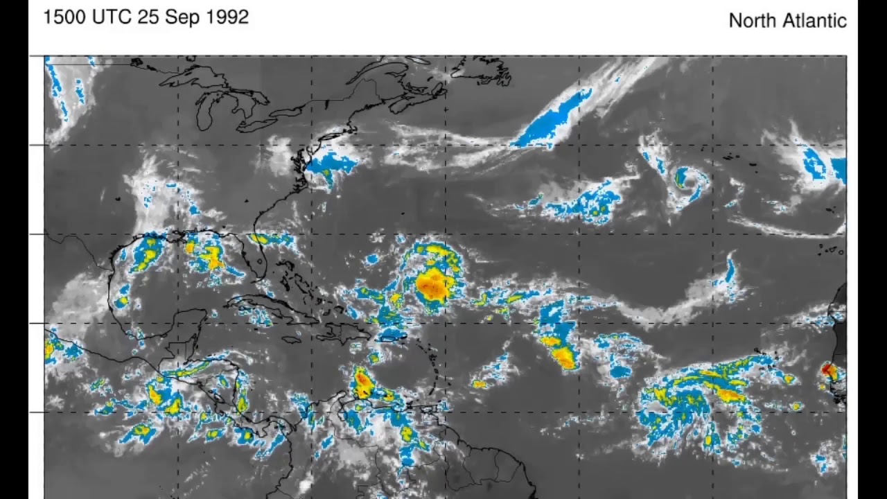 (SATELLITE FOOTAGE ONLY) 1992 Atlantic Hurricane Season Satellite ...