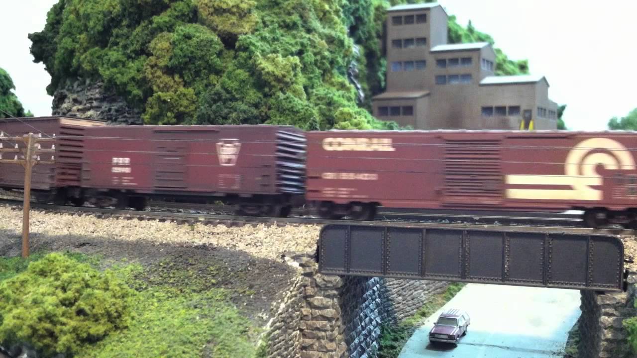 Amtrak & Conrail on Dave Vollmer's N Scale Juniata Division - YouTube