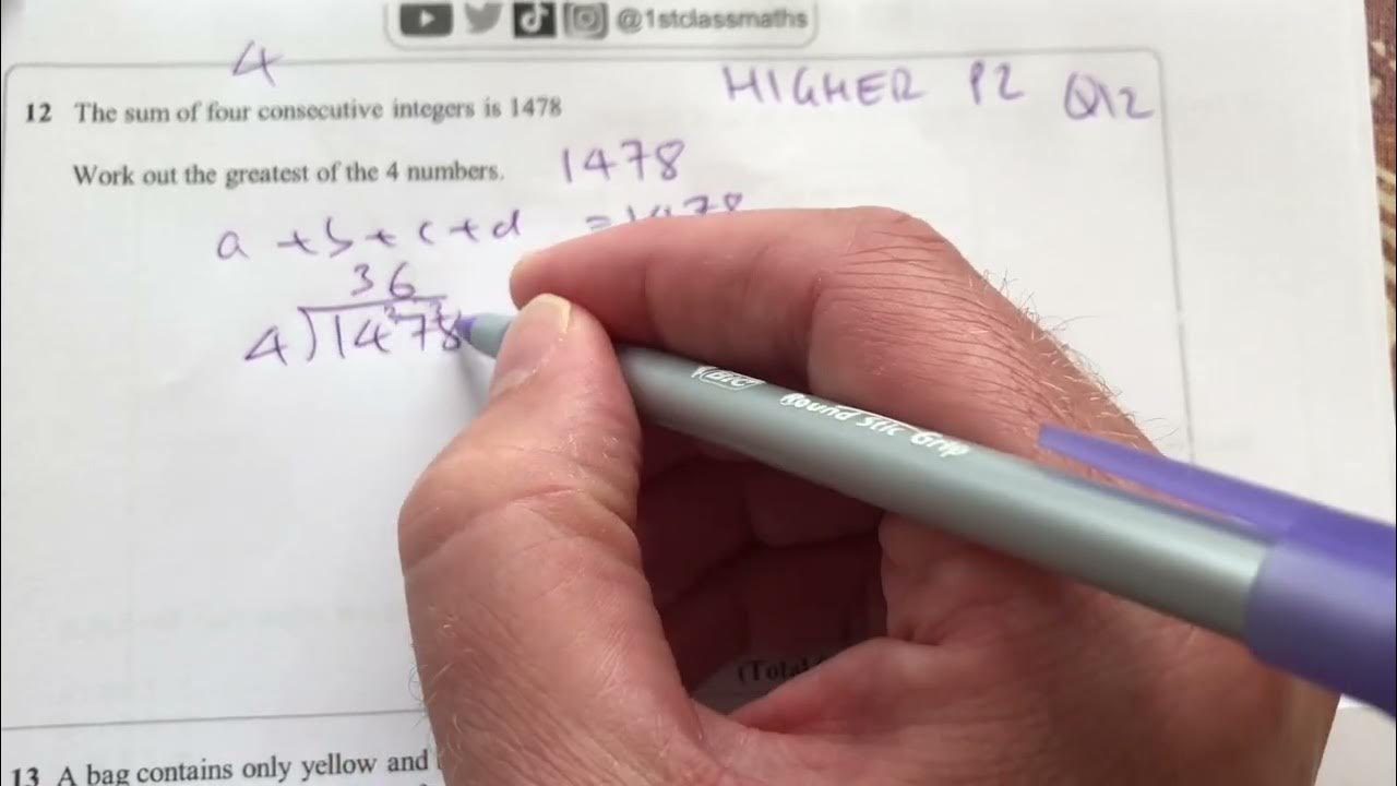 GCSE Maths Higher P2 Q12 consecutive numbers - YouTube
