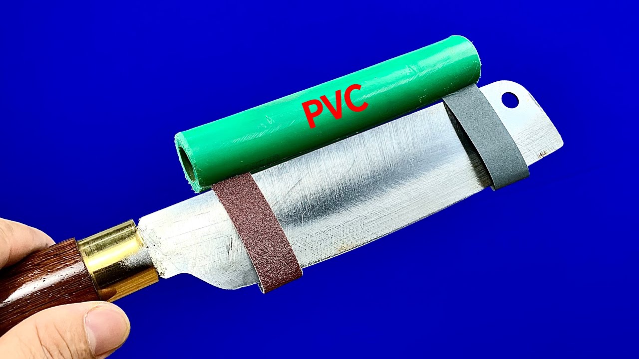 Easy way to sharpen a knife with a pvc pipe razor sharp! great results ...
