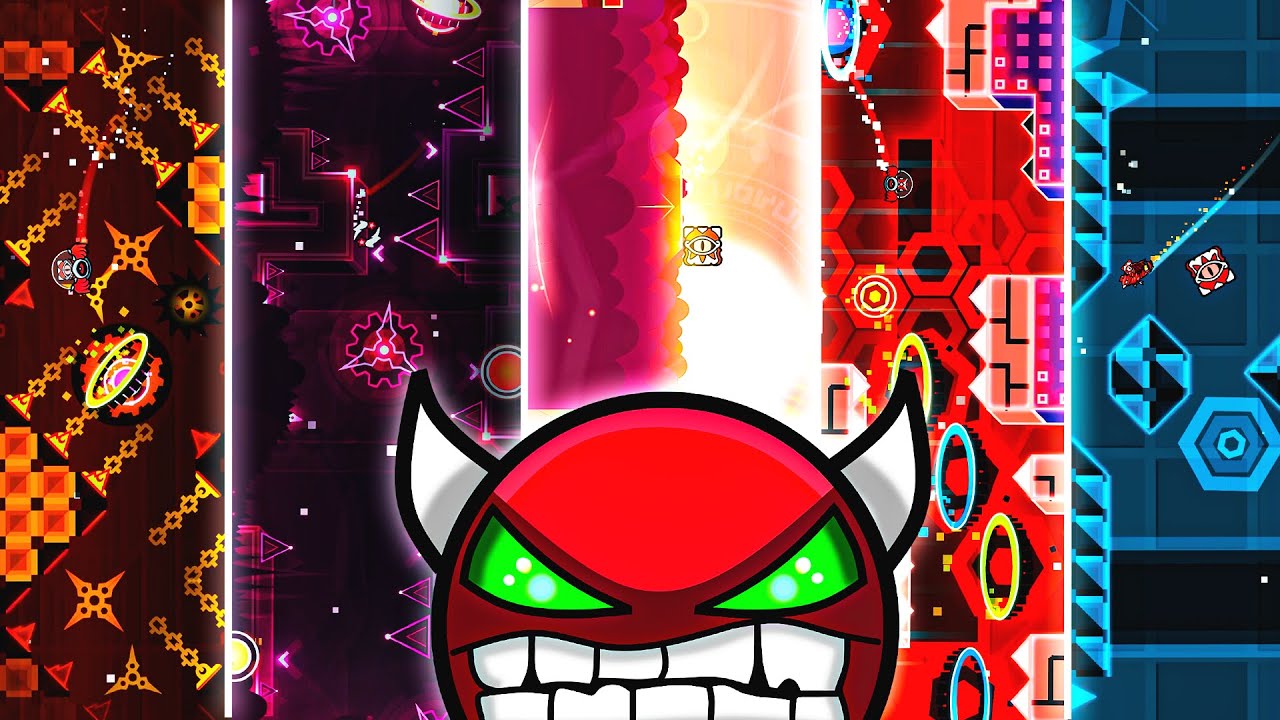 Beating 5 Hard Demons in ONE Video! (Geometry Dash) - Part 1 - YouTube