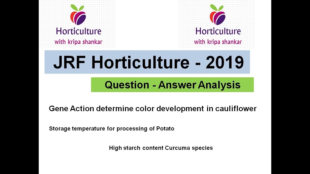 JRF Horticulture 2019 Question paper - YouTube