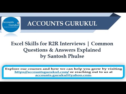 Excel Skills for R2R Interviews | Common Questions & Answers Explained ...