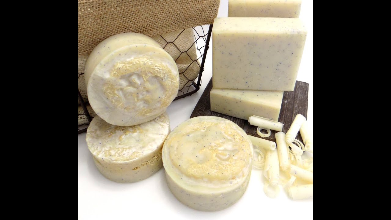 Making ' Lavender Luffa ' soaps loofah with jojoba beads - cp - YouTube