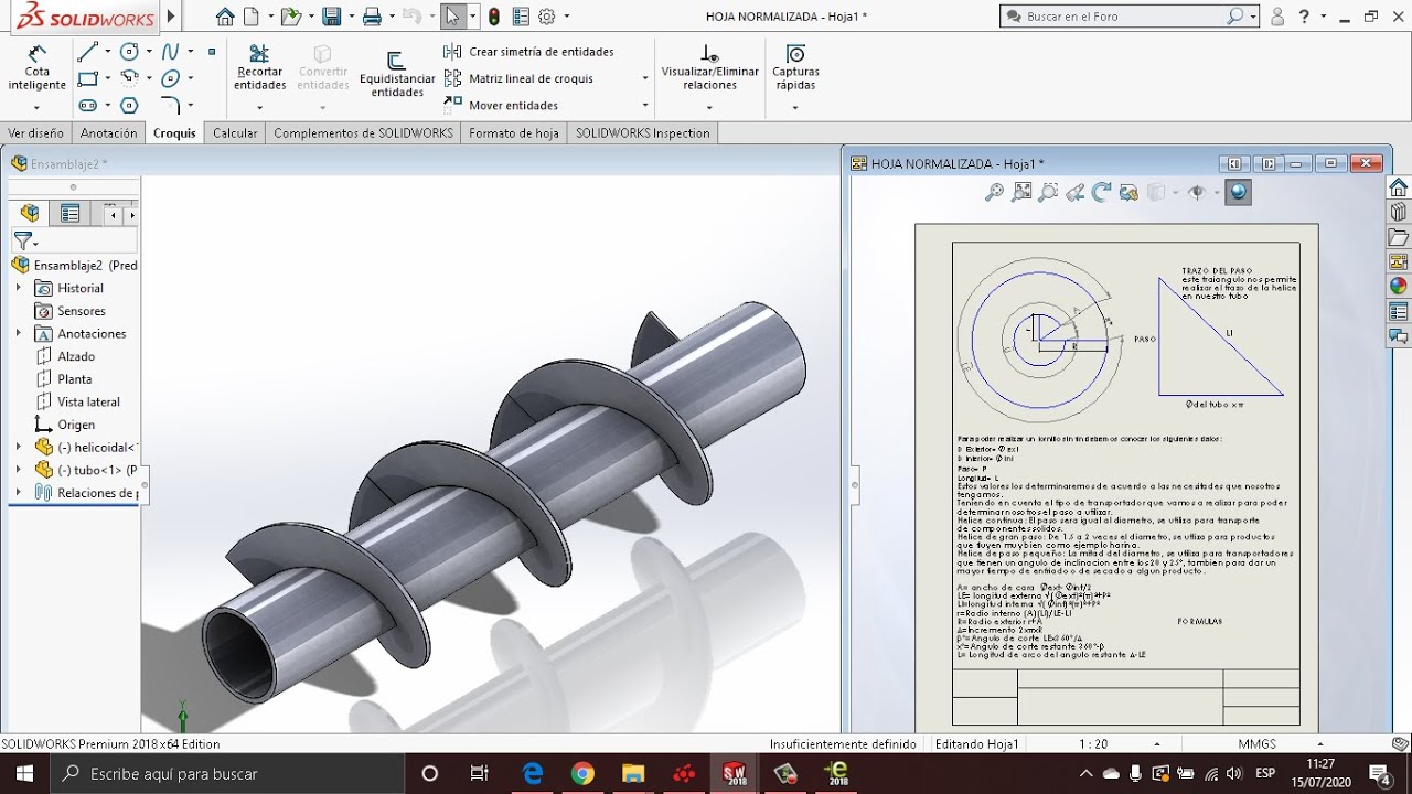 Como realizar las aspas de un transportador helicoidal en SolidWorks ...