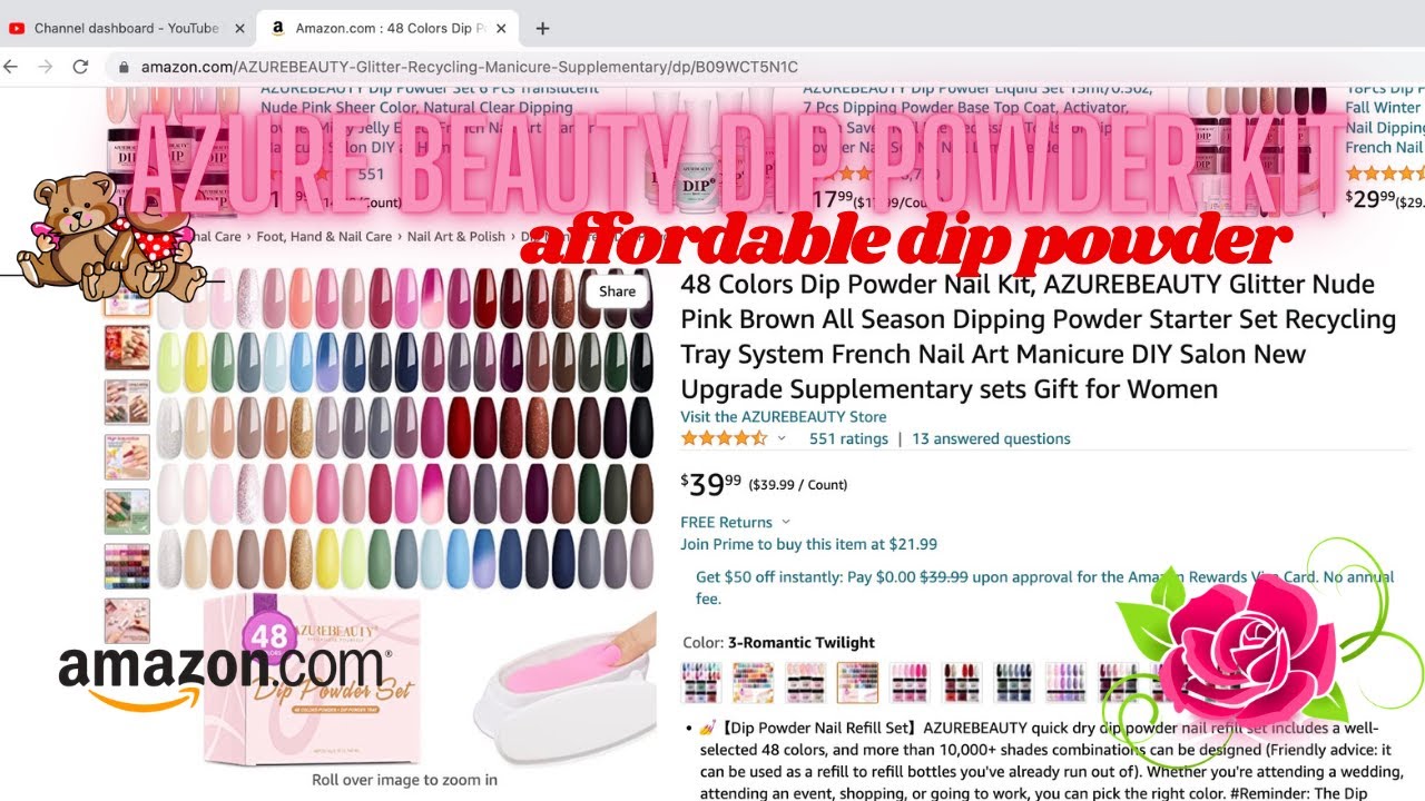 AZURE BEAUTY Dip Powder Set/ affordable nails at home - YouTube