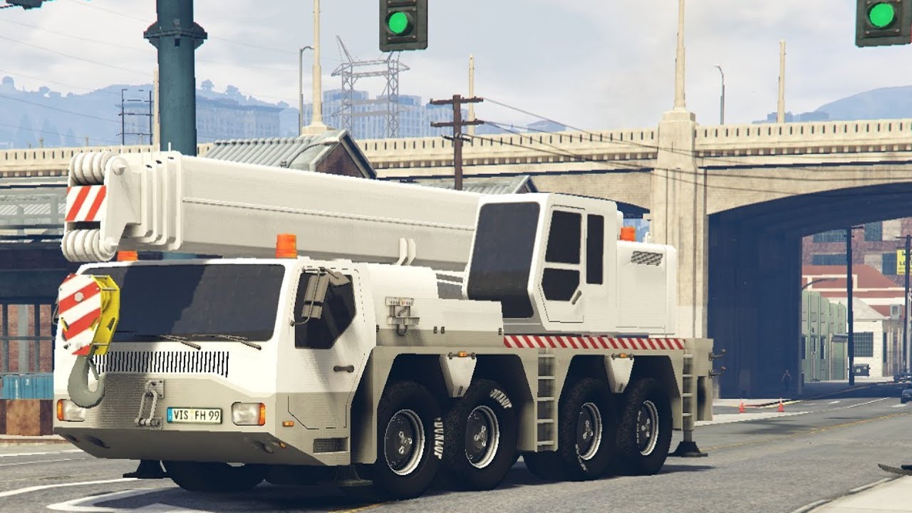 GTA 5 FiveM my new Crane truck mod Liebherr LTM 1060 - YouTube
