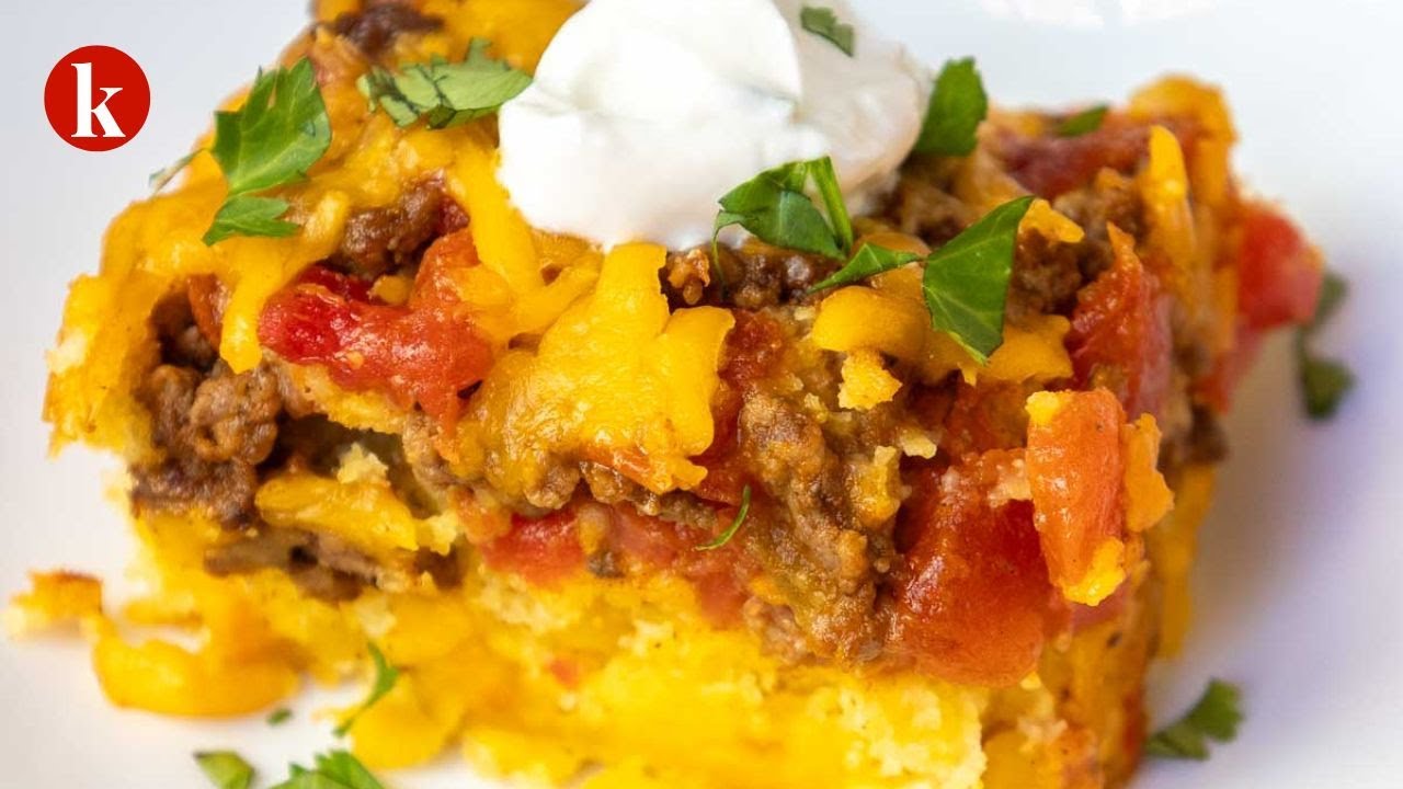 Rotel Cornbread Casserole with Ground Beef - YouTube