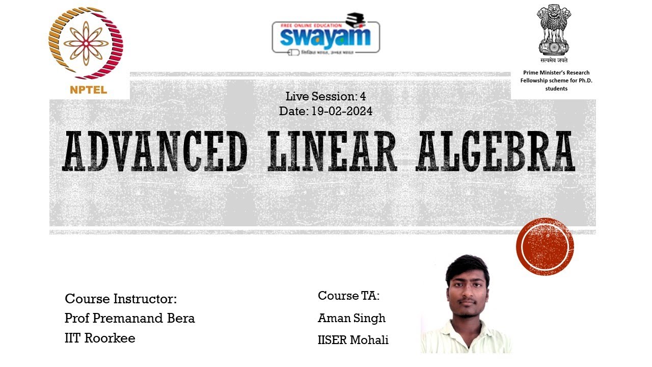 Week 4 live session, Advanced Linear Algebra - YouTube