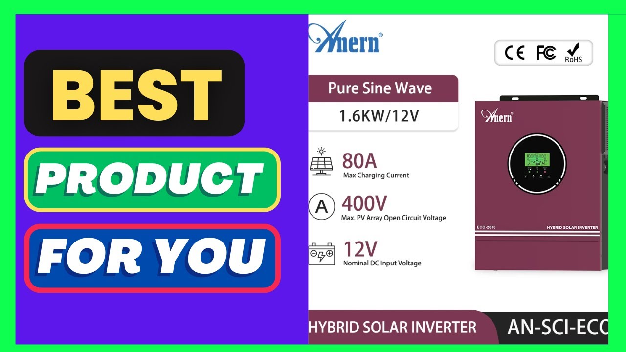 Anern 1.6KW 3KW Hybrid Solar Inverter 12V 24V Pure Sine Wave Off Grid ...