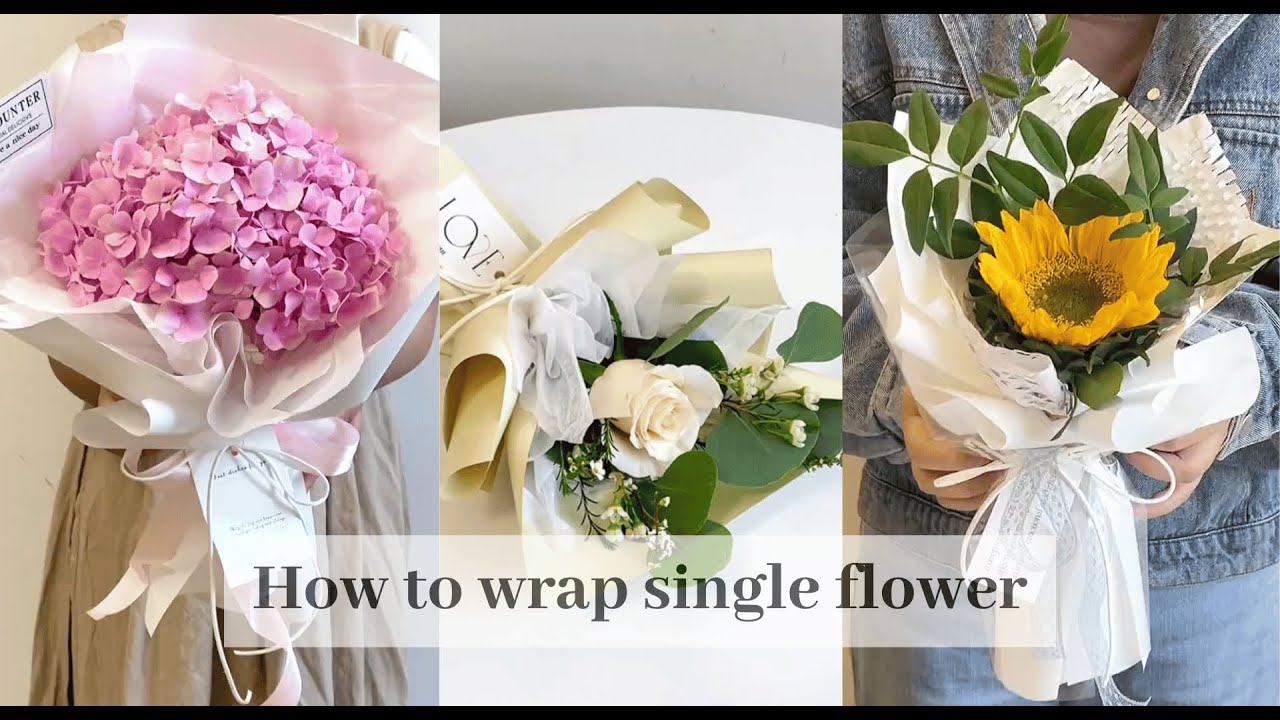 Single Flower Wrapping Tutorials(84) | Flower Bouquet Wrapping Technique & Idea - YouTube