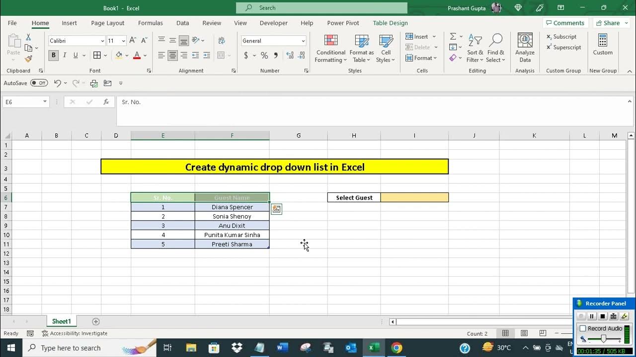 Create dynamic drop down list in Excel - YouTube