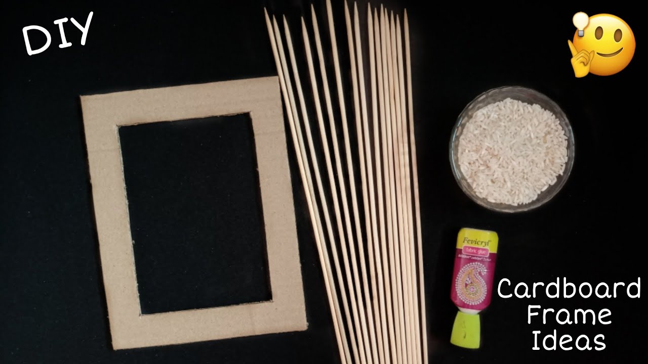DIY | Cardboard Photo Frame With Rice and Bamboo Sticks | Craft Ideas ...