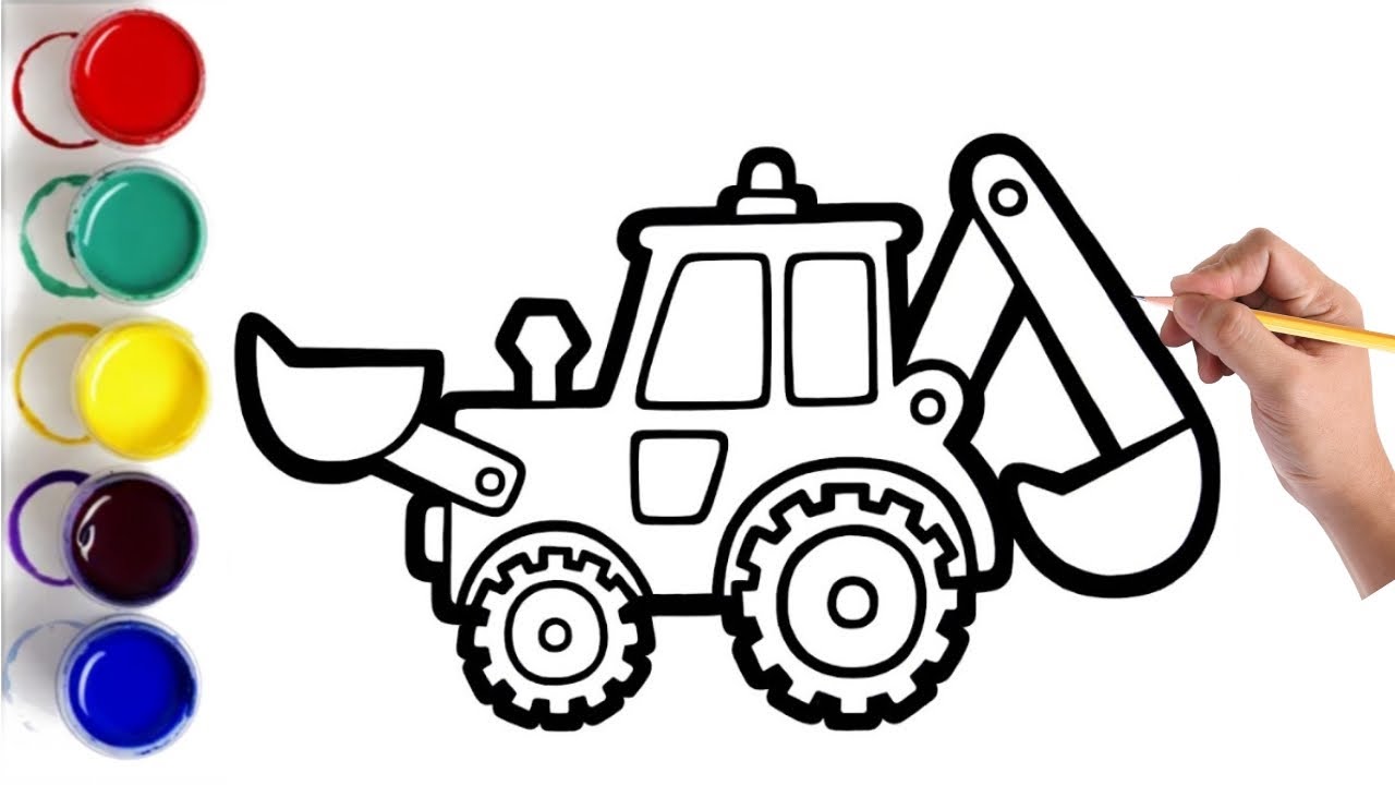 Let's Learn How to Draw, Paint Excavator | Coloring, Drawing, Painting ...
